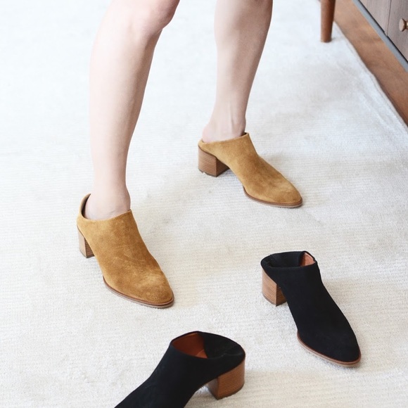Everlane | Shoes | Everlane Suede Heel Mules Size 8 In Neutral Tan ...
